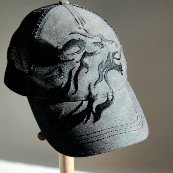 Express | Accessories | Express Black Flames On Black And Grey Mesh ...